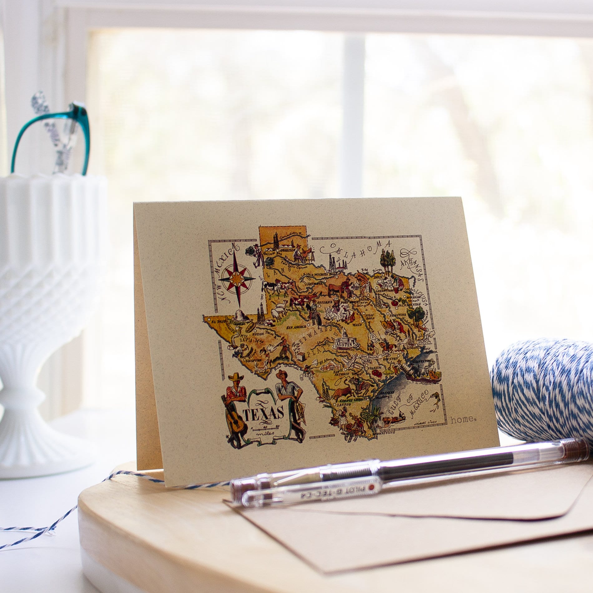 Texas Map Card Funny Texas Notecard Cowboy Greeting Card - Etsy