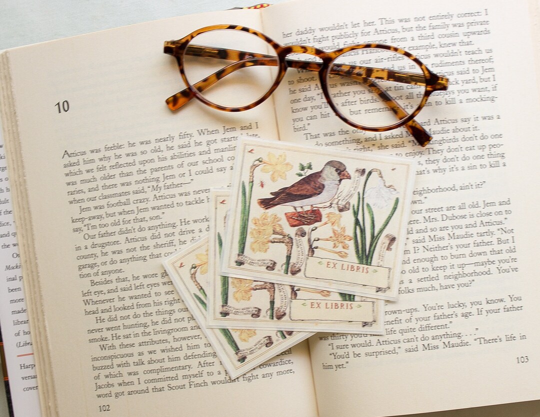 Botanical Bird Bookplate Stickers: Personalized Ex Libris Labels - Etsy