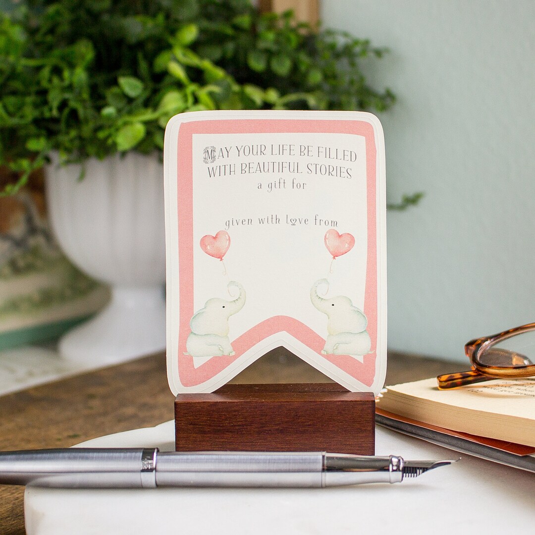 Pink Elephant Baby Shower Bookplate Stickers - Personalized Gift - Etsy