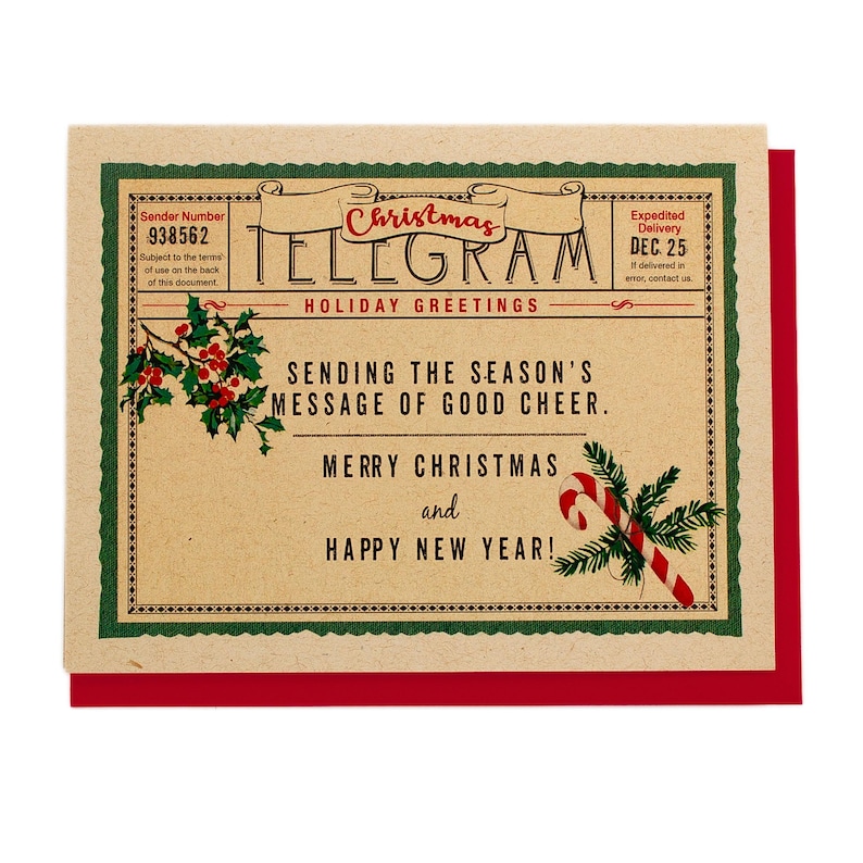 Christmas Telegram Cards: Nostalgic Holiday Greetings, Set of 8 - Etsy