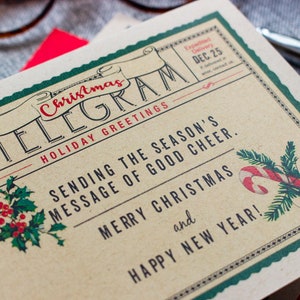 Christmas Telegram Cards: Nostalgic Holiday Greetings, Set of 8 - Etsy