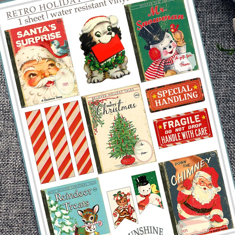 Retro Christmas Gift Tag Stickers - Vintage-style Holiday Labels - Etsy