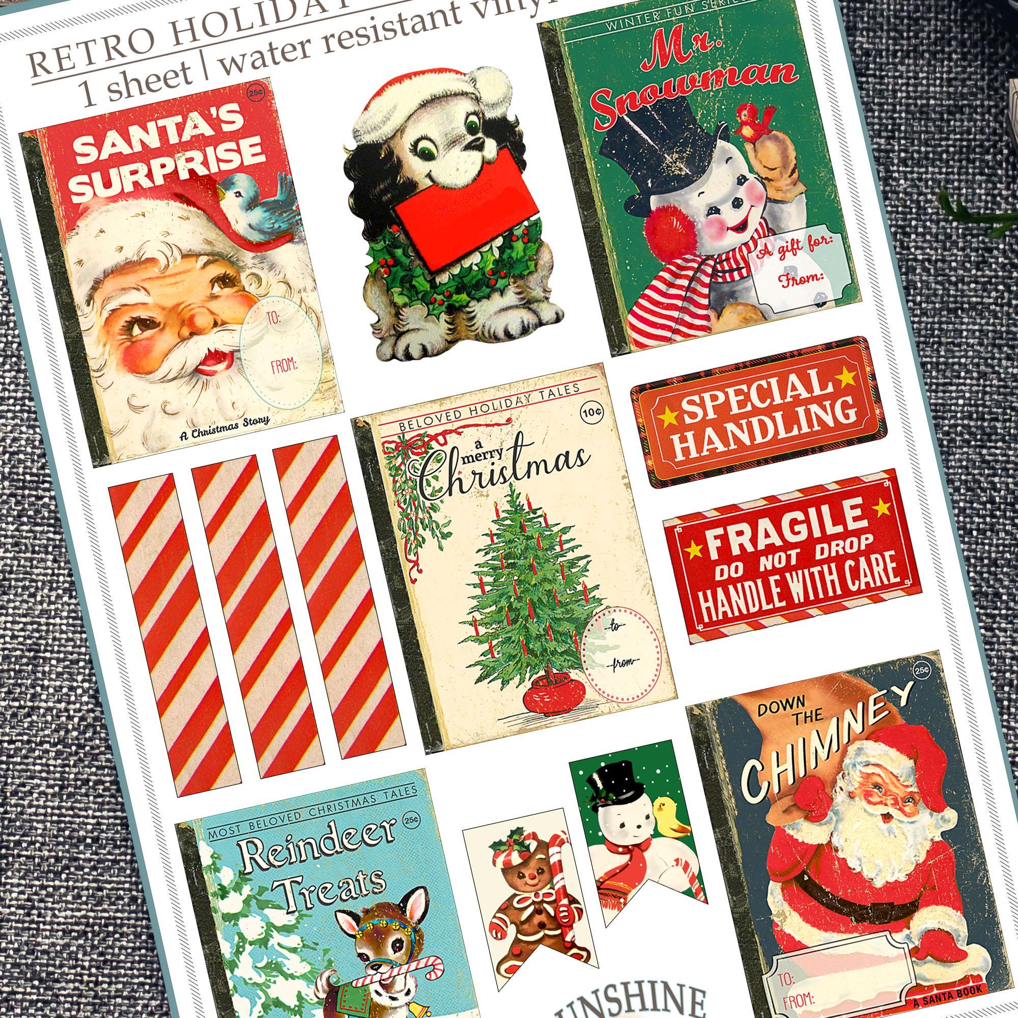 Retro Christmas Gift Tag Stickers - Vintage-style Holiday Labels - Etsy