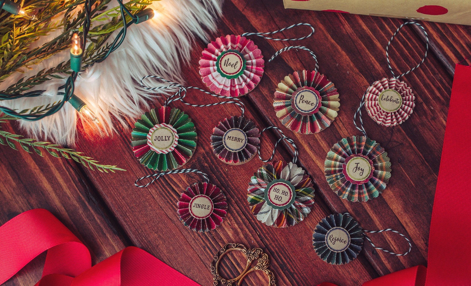 Christmas Ornament Set Paper Rosette Holiday Ornaments | Etsy