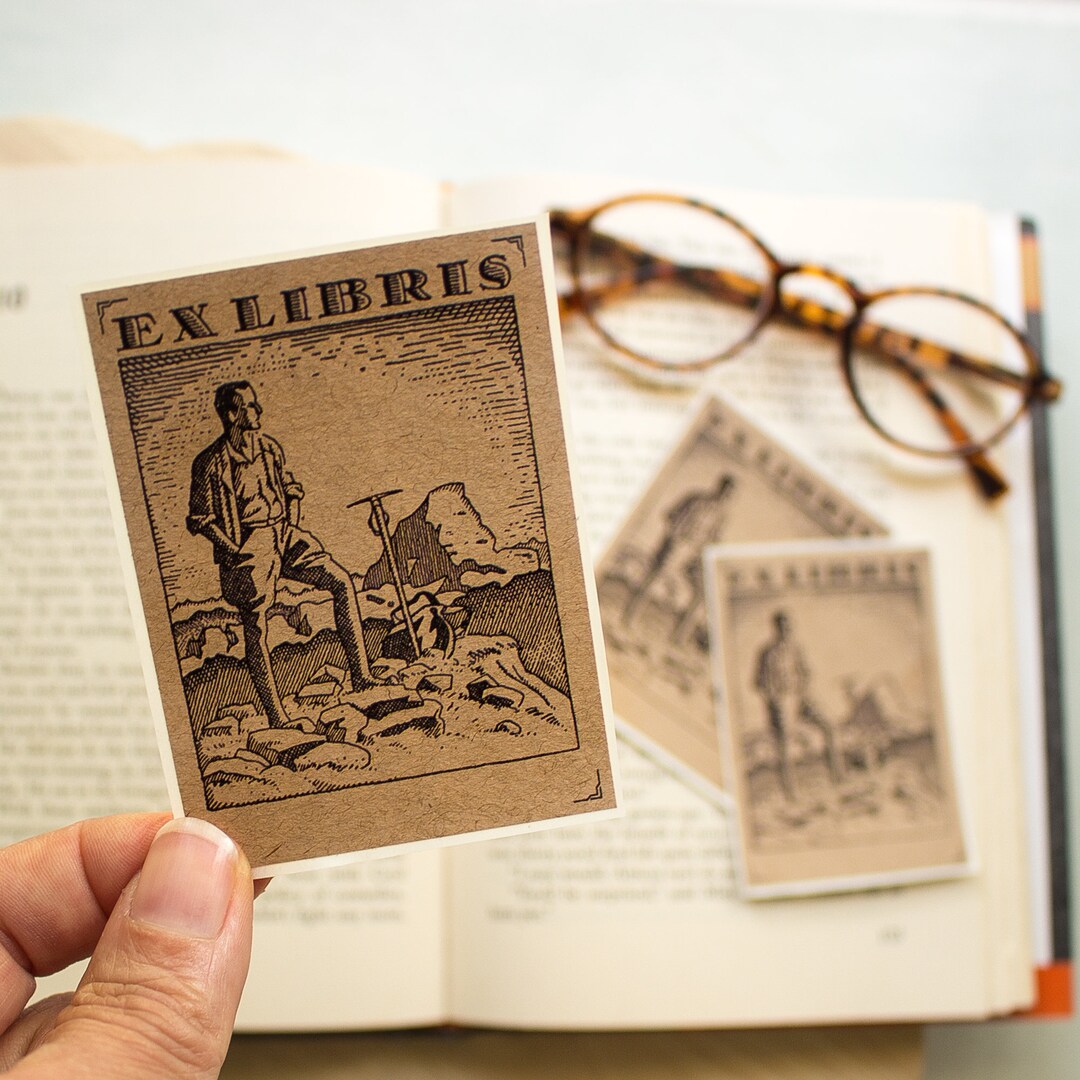Personalized Mountain Man Bookplate Stickers: Ex Libris Gift Set - Etsy