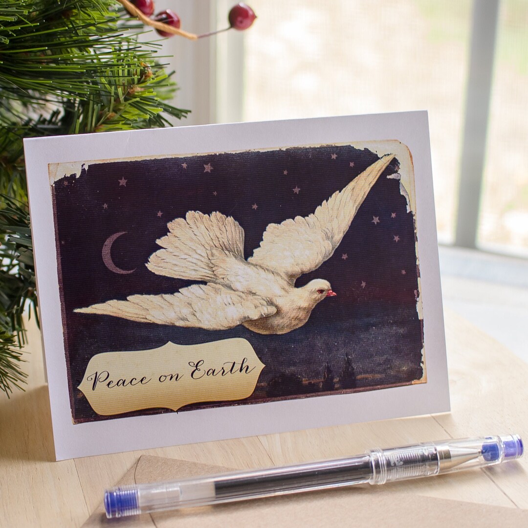 Celestial Christmas Card - Peace on Earth Dove Christmas Cards - Starry ...
