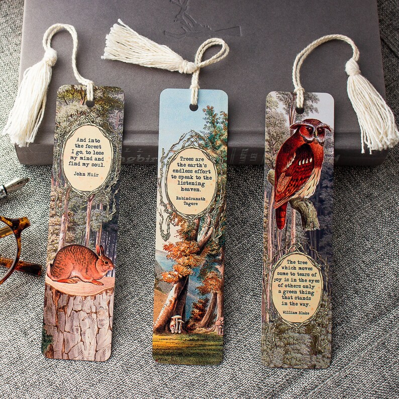Woodland Literary Quote Bookmark Set: Handmade Metal Book Marks - Etsy