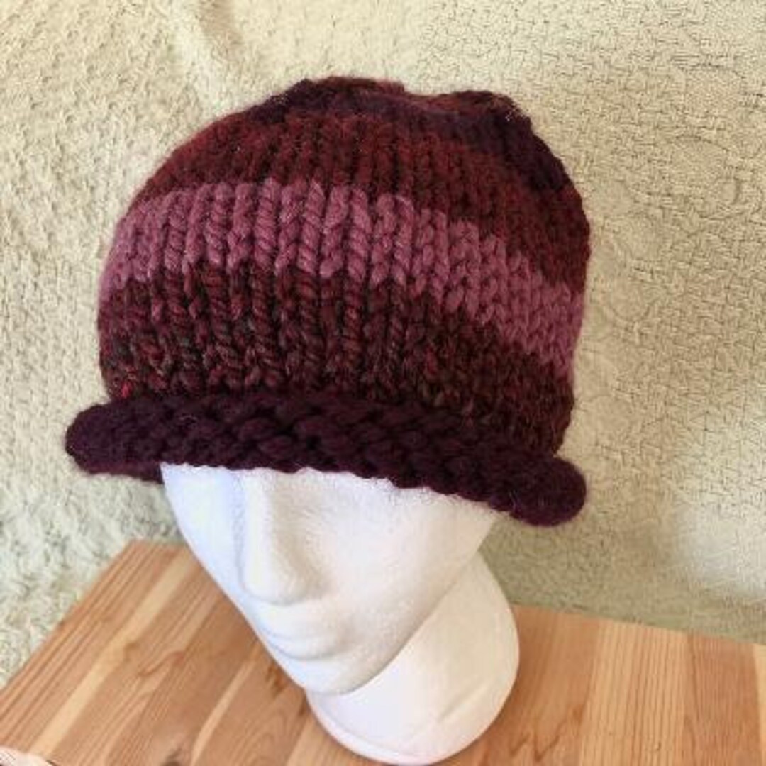 Rolled Brim Striped Rag Hat - Etsy