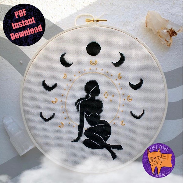 Moon Cross Stitch - Etsy
