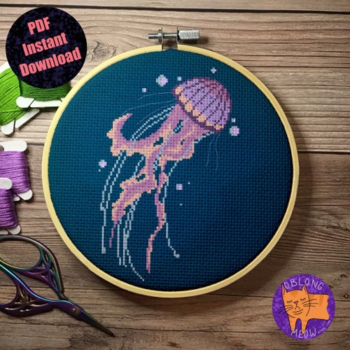 Jellyfish Cross Stitch Pattern Jellyfish Embroidery Pdf - Etsy