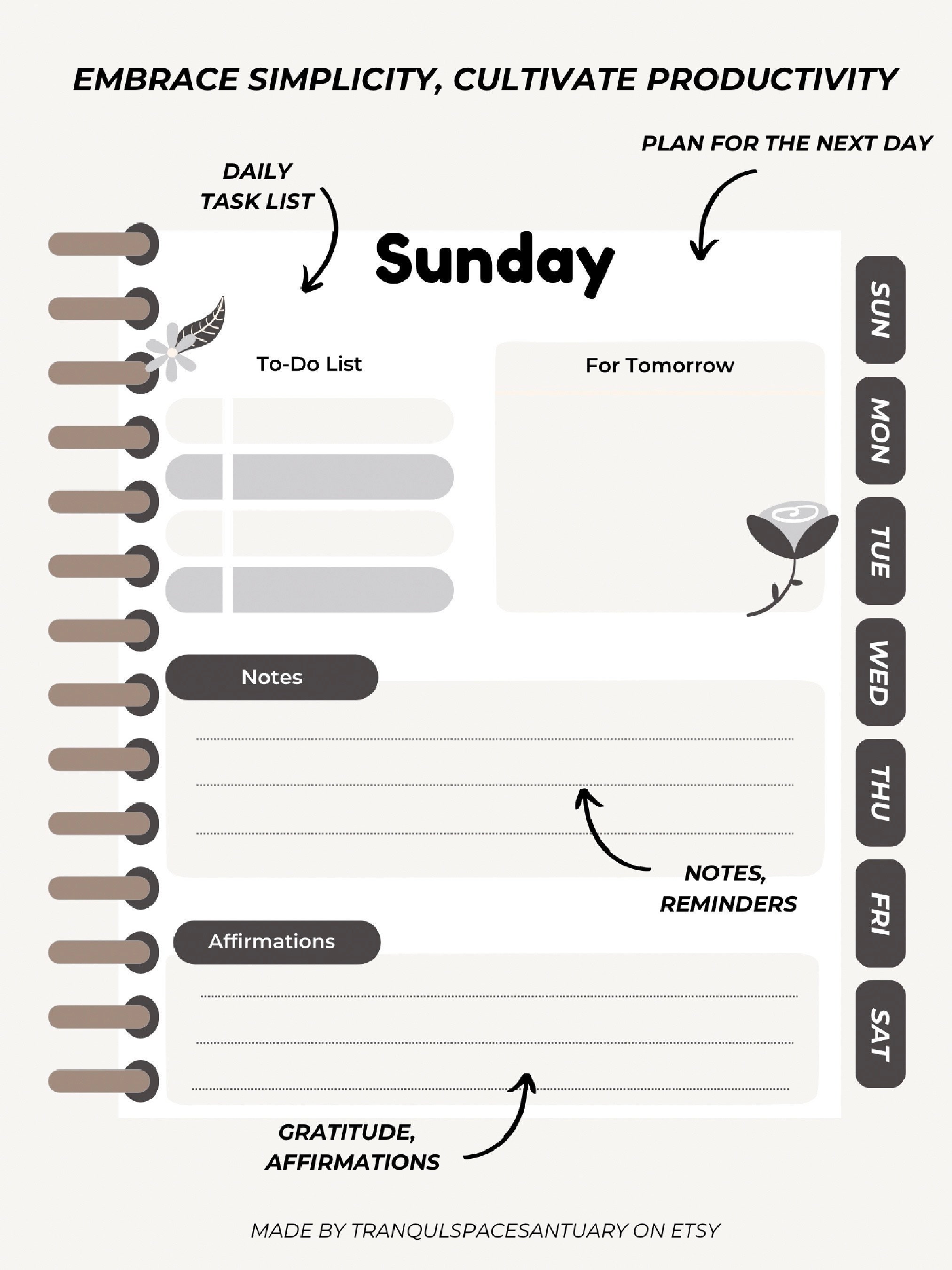 Minimalist Daily Schedule Template Printable - Clean & Simple Design ...