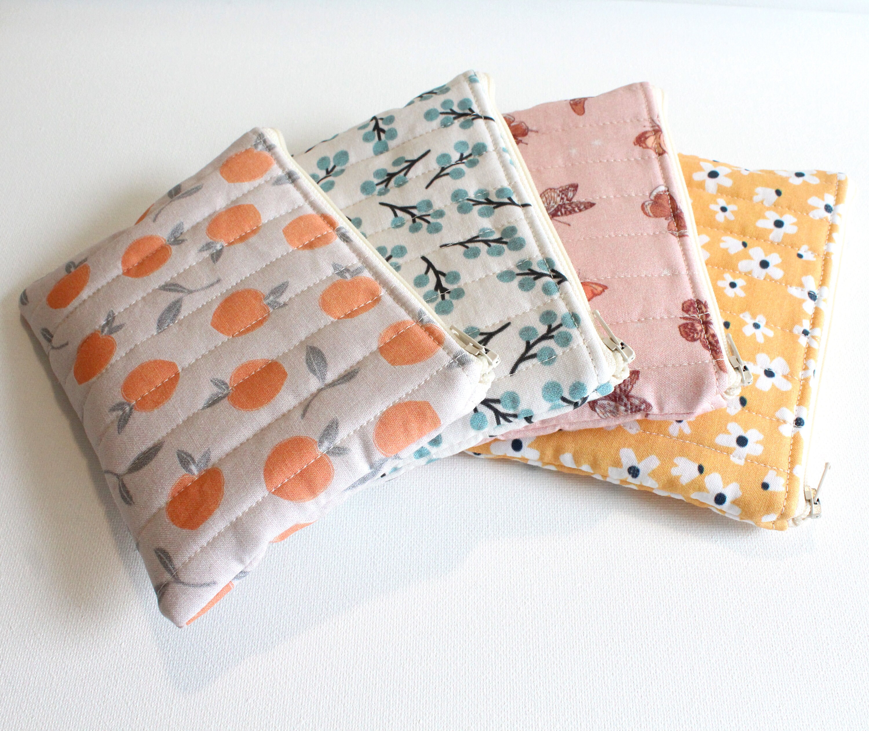 Quilted Coin Purse, Small Zipper Pouch, Change Pouch, Women and Teens ...