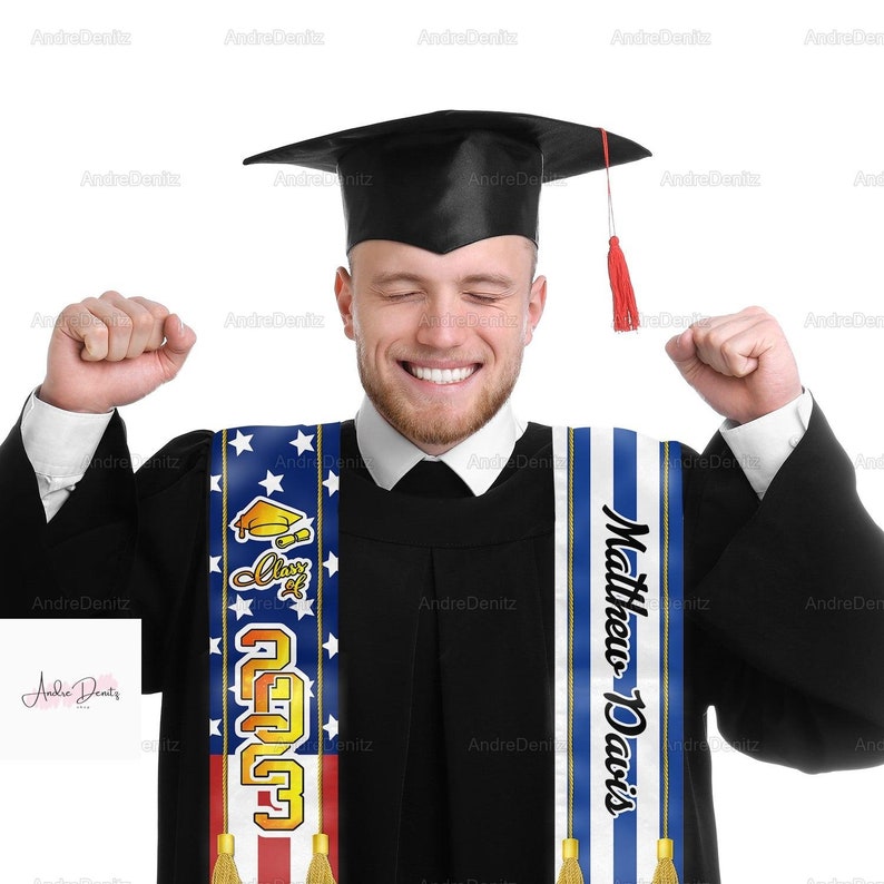 Mixed Two Flag Graduation Sash, Custom Graduation Stole, Class of 2024 Graduation Stole, Custom ...