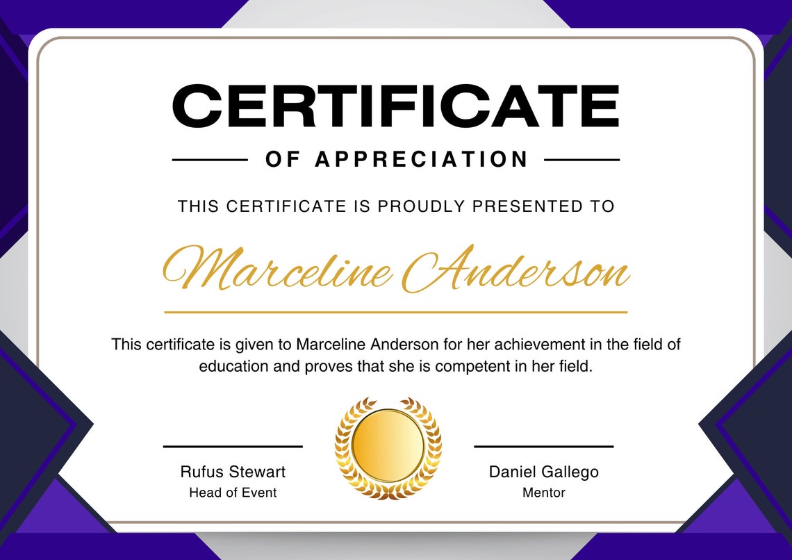 Editable Certificate of Appreciation Template | Canva Editable Certificate | Printable ...