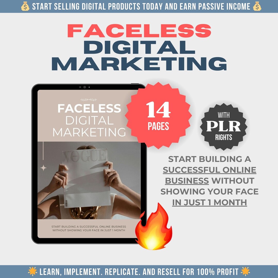 Faceless Digital Marketing Guide, Marketing Strategies, PLR Ebook for ...
