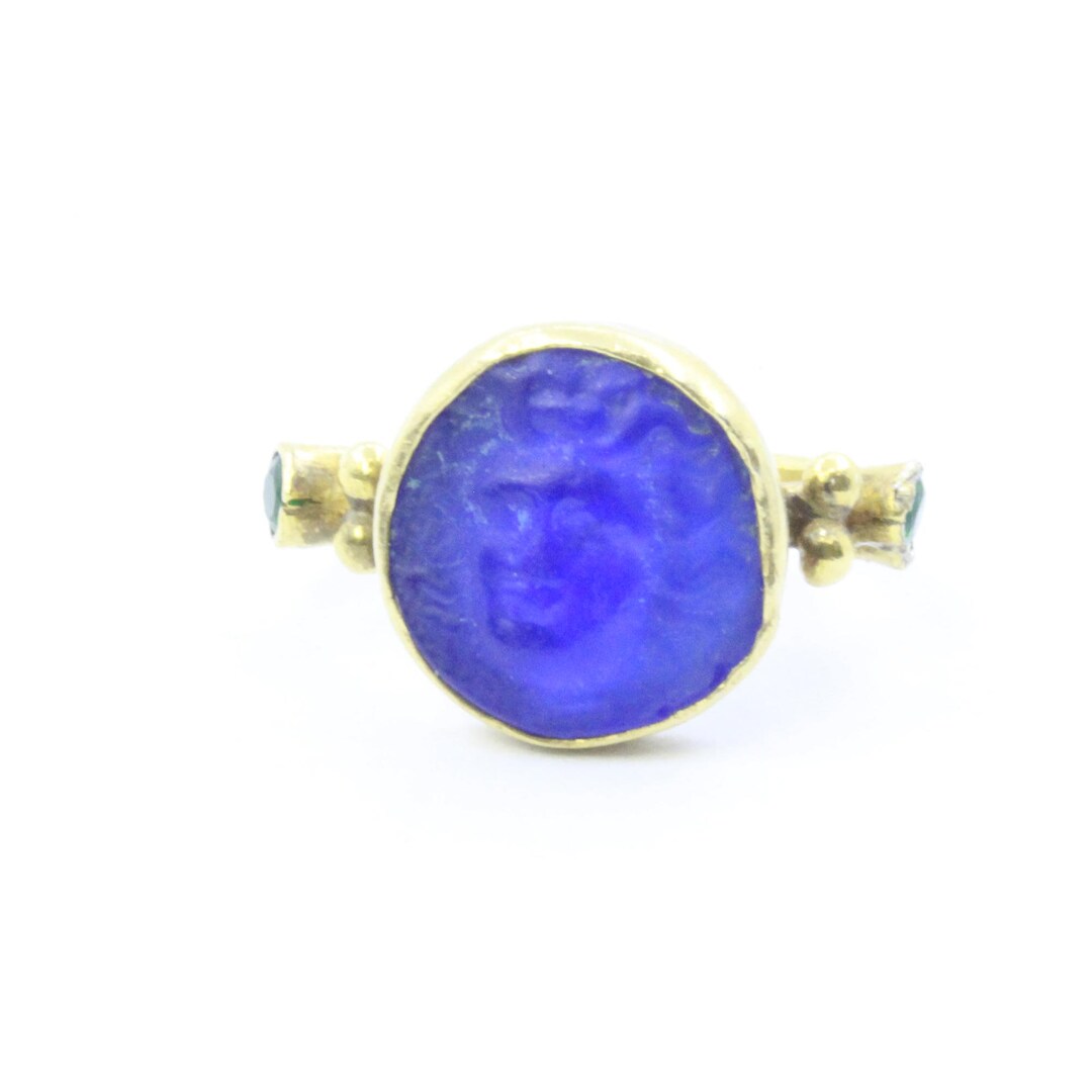 Glass Intaglio Greek Medusa Ring Jelwelry, Intaglio Ring, Ancient Ring ...
