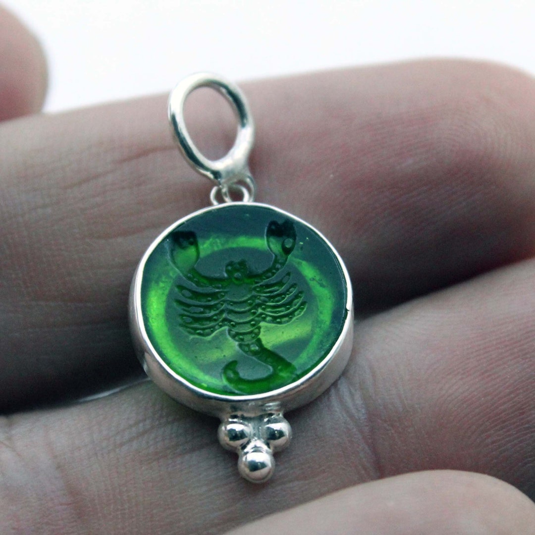Glass Intaglio Scorpio Pendant Necklace: Sterling Silver Zodiac Jewelry ...