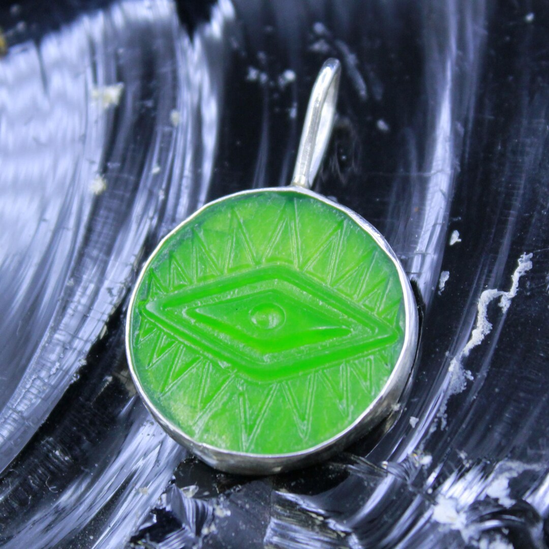 Enamel Eye of Ra Intaglio Pendant: 24K Gold Over Sterling Silver Amulet ...