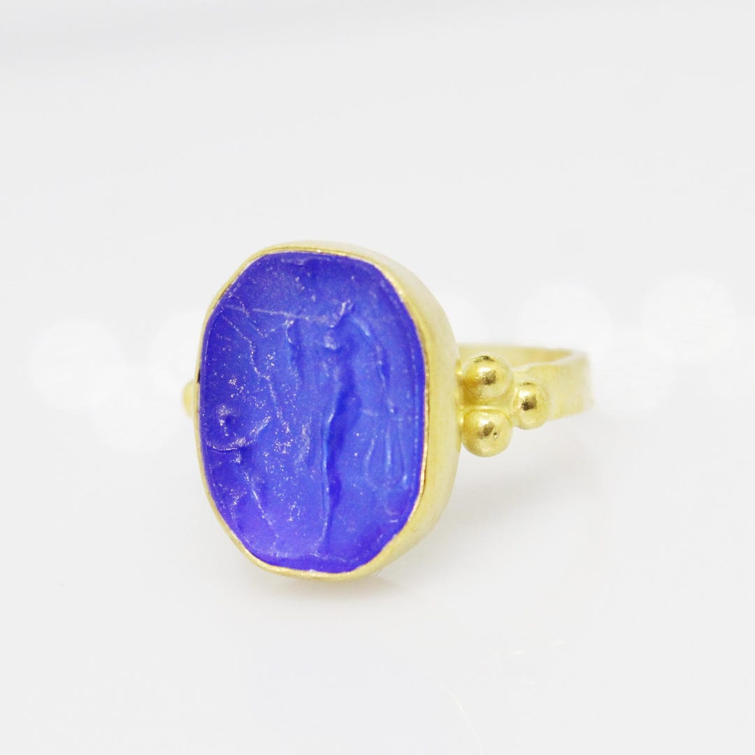 Enamel Intaglio Greek Zeus Ring Jelwelry - Intaglio Ring - Ancient Ring ...
