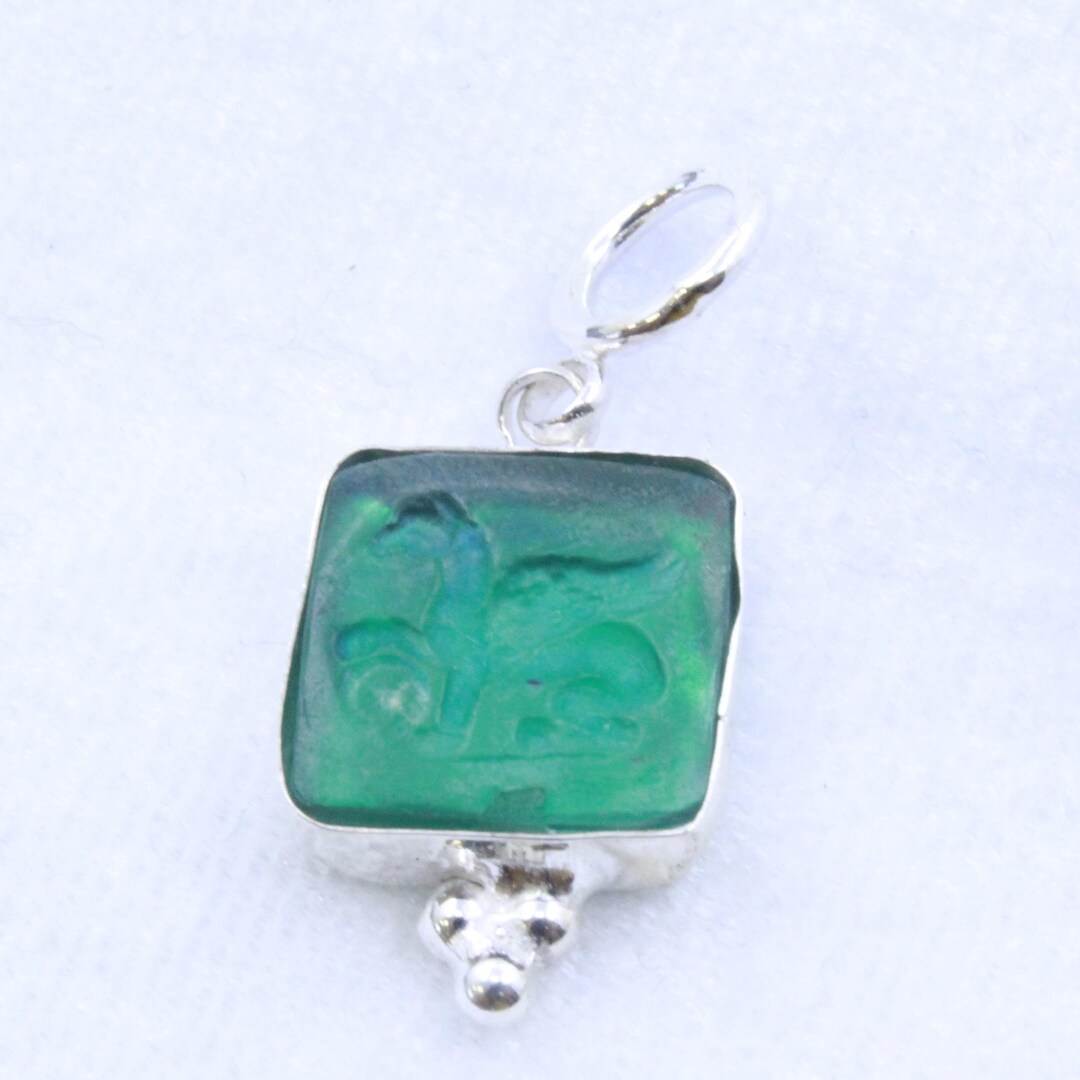 Enamel Intaglio Greek Griffin Pendant: 925 Silver Necklace - Etsy
