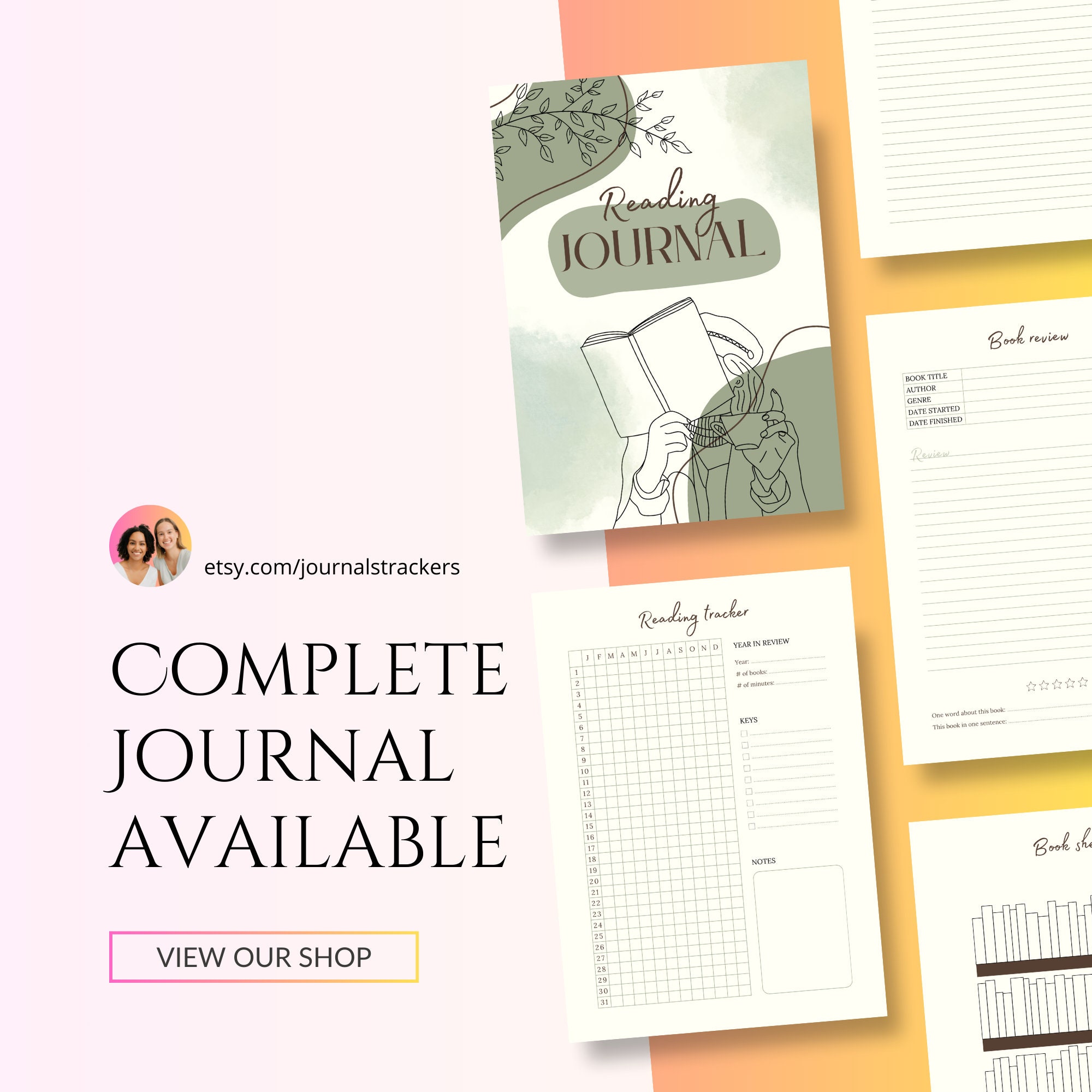 Digital Download Yearly Reading Tracker Green Colored Single Page ...