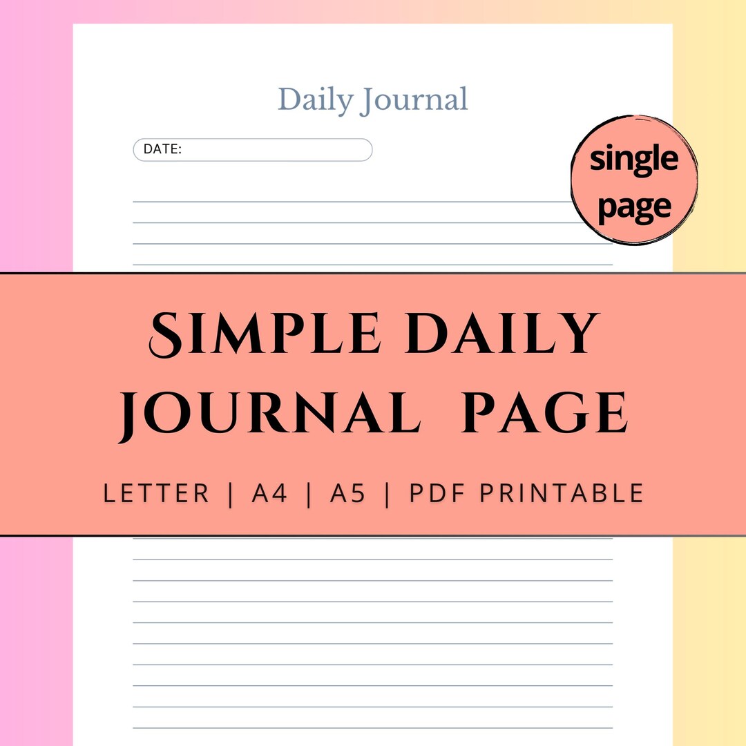 Simple Daily Journal Printable Page for a Daily Check-in to Prioritize ...