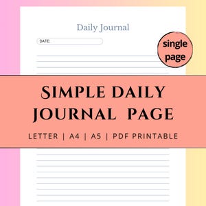 Simple Daily Journal Printable Page for a Daily Check-in to Prioritize Your Mental Health ...
