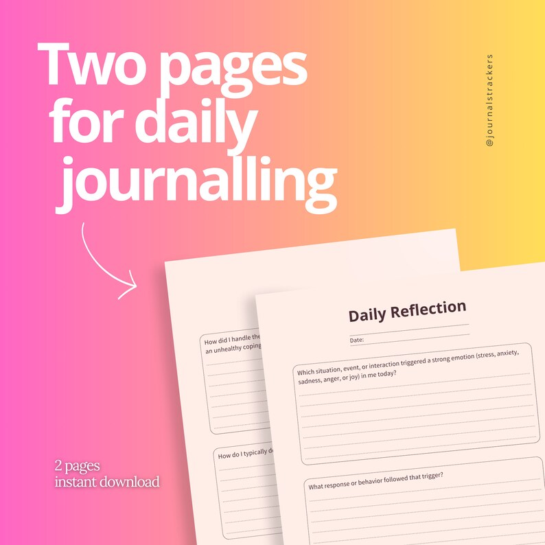 Daily Reflection Journal Pages in Pink for Self Improvement | A ...
