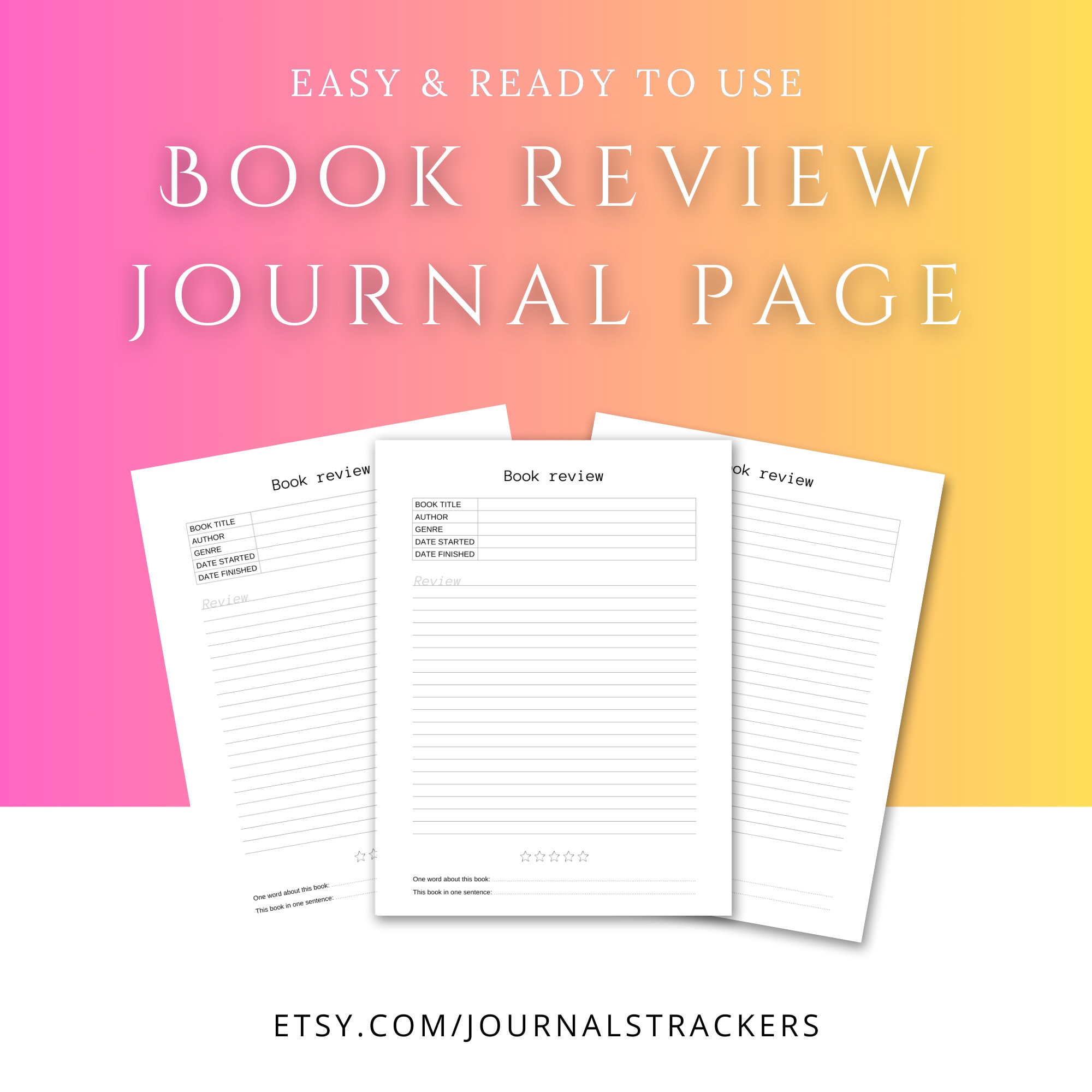 Printable Book Review Journal Page to Keep Track of the Books You Read ...