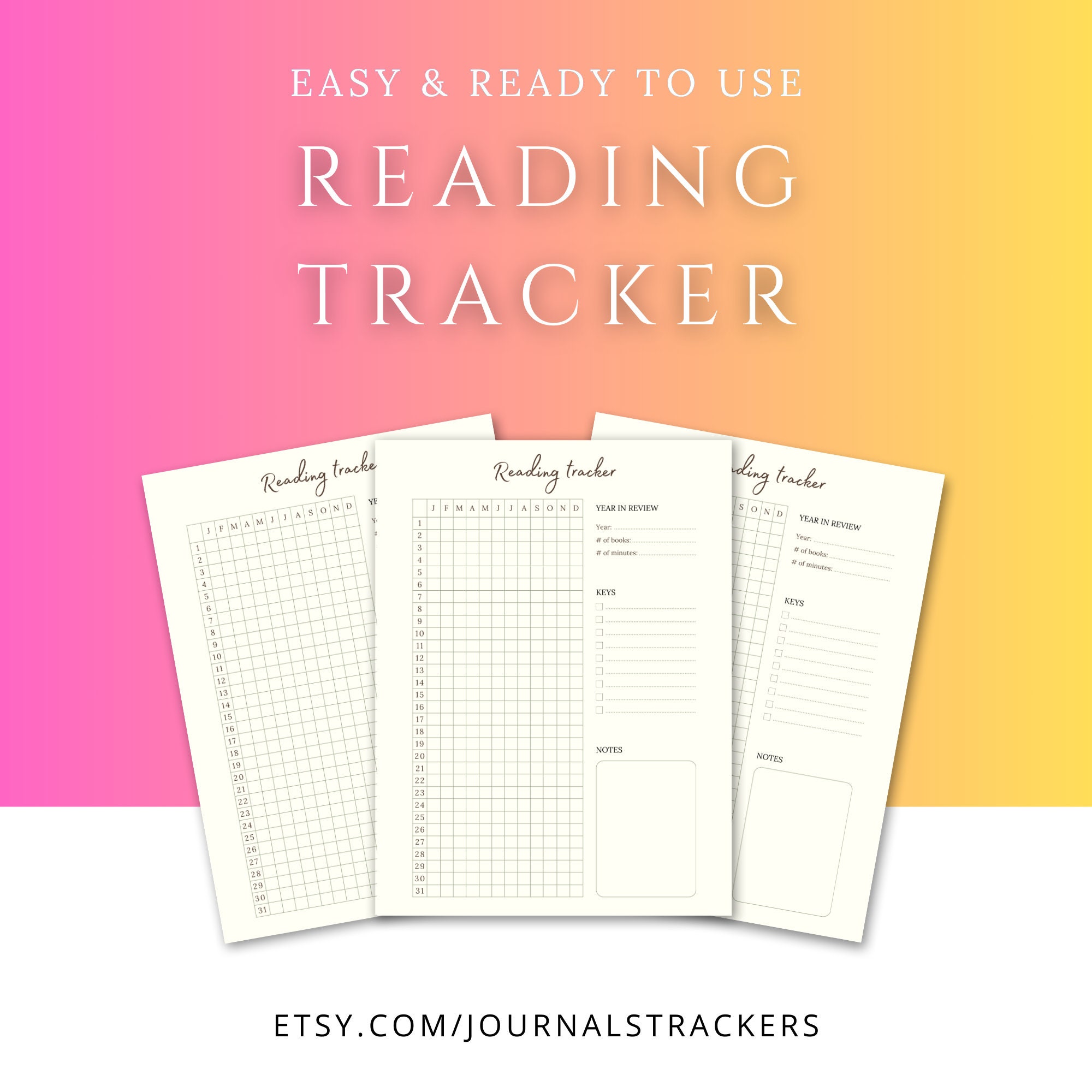 Digital Download Yearly Reading Tracker Green Colored Single Page ...