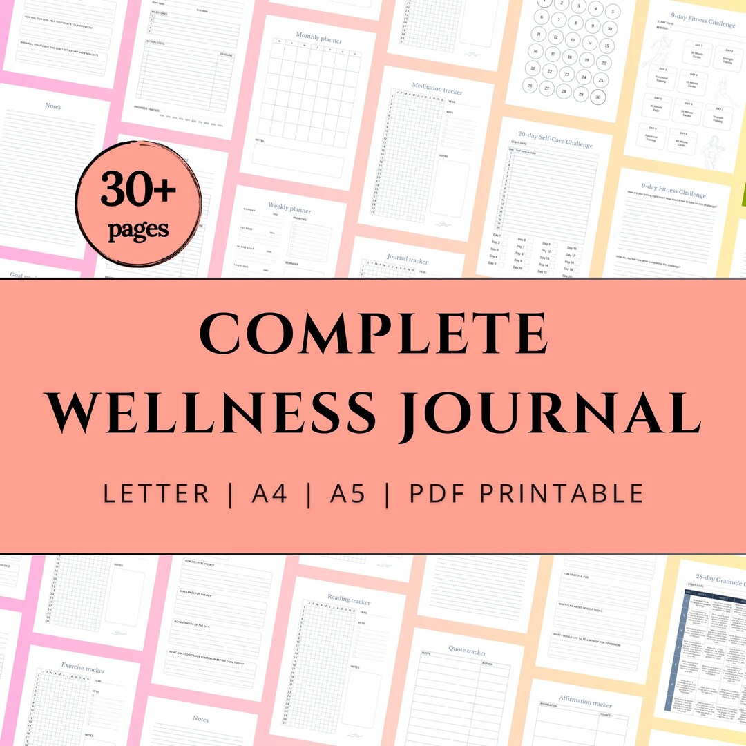 Wellness Journal Printable PDF to Practice Self Reflection, Gratitude ...