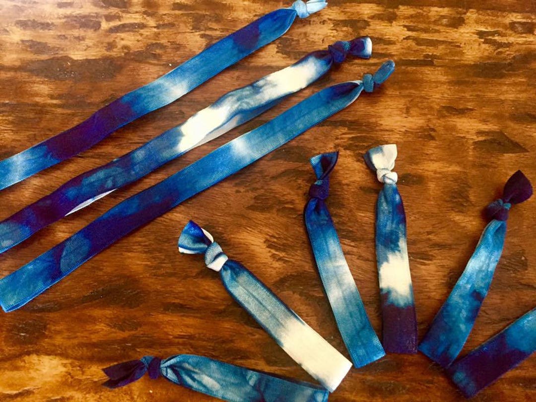 Indigo Tie Dye Hair Holder Set...3 Headbands and 6 Hair Ties.....gift ...