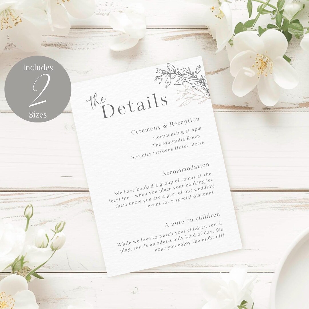 Minimalist Details Card INSTANT DOWNLOAD Editable Template Modern ...
