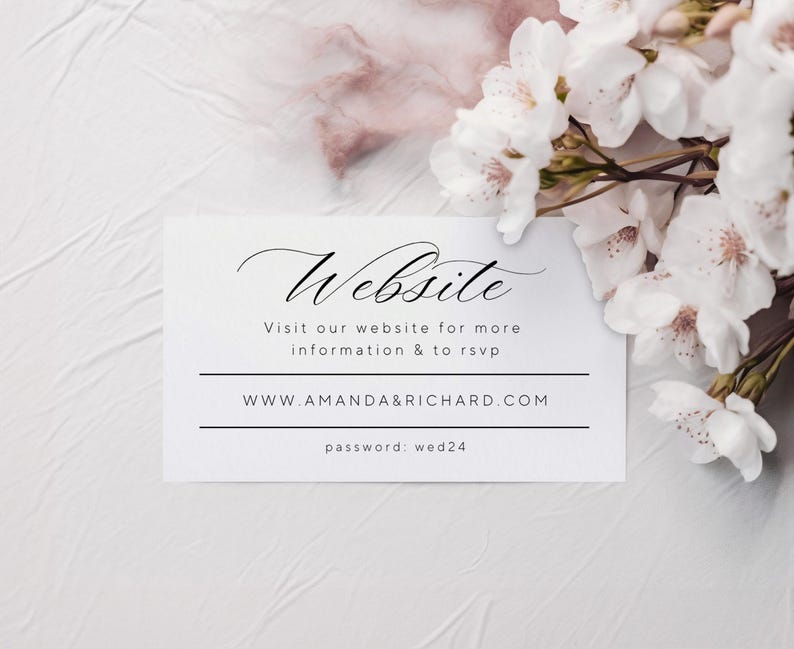Minimalist Wedding Website Card INSTANT DOWNLOAD Editable Template ...