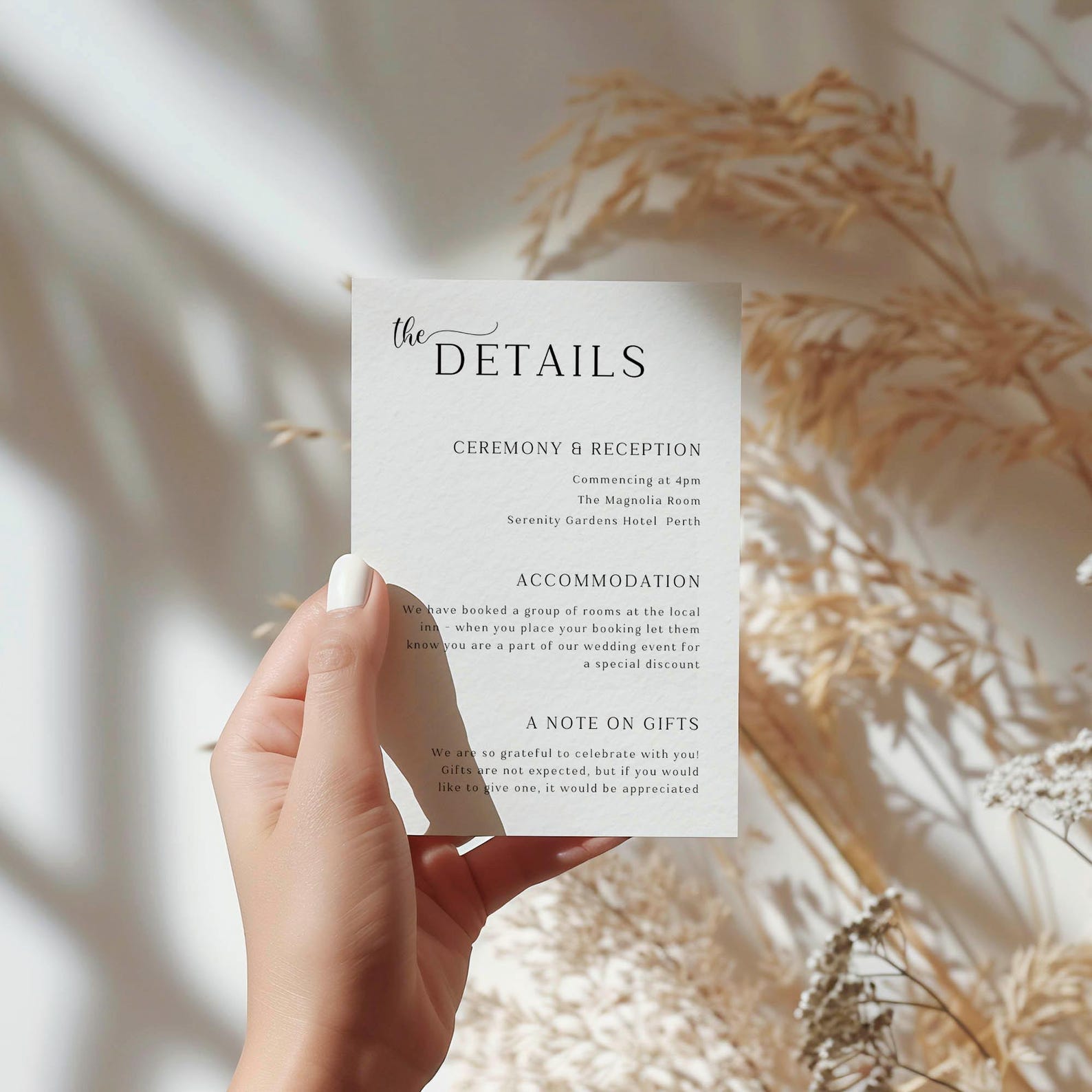 Minimalist Details Card INSTANT DOWNLOAD Editable Template Modern ...