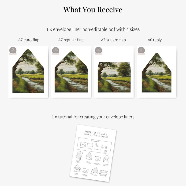 Landscape Envelope Liner INSTANT DOWNLOAD Natural Scene Envelope Insert ...