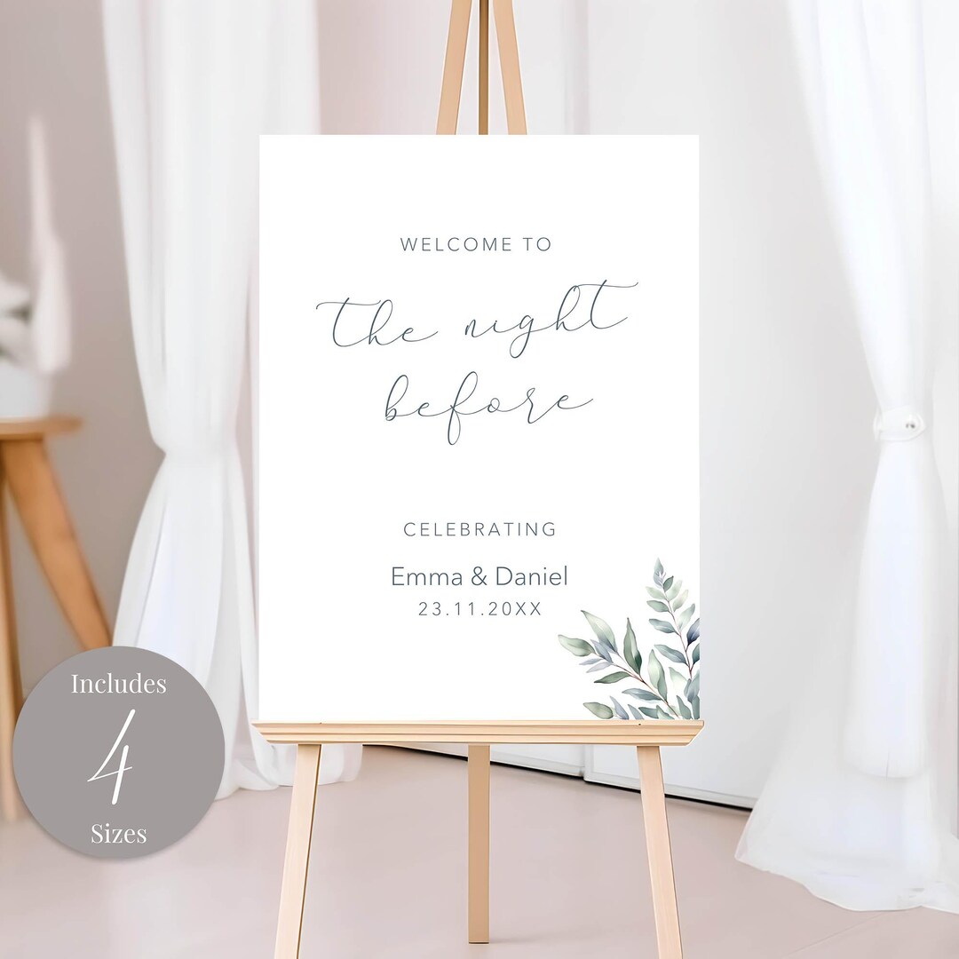 Greenery the Night Before Sign INSTANT DOWNLOAD Editable Template ...
