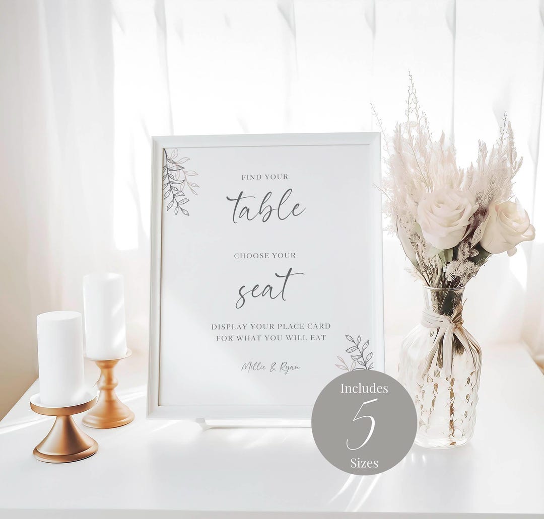 Minimalist Modern Find Your Table Sign INSTANT DOWNLOAD Editable ...