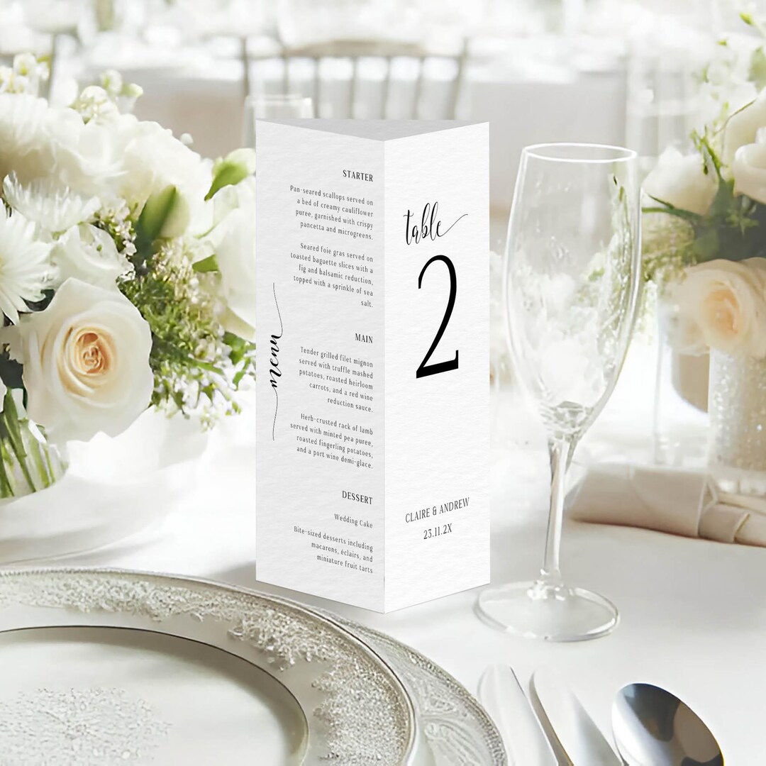 Minimalist Trifold Table Number Sign INSTANT DOWNLOAD Editable Template ...