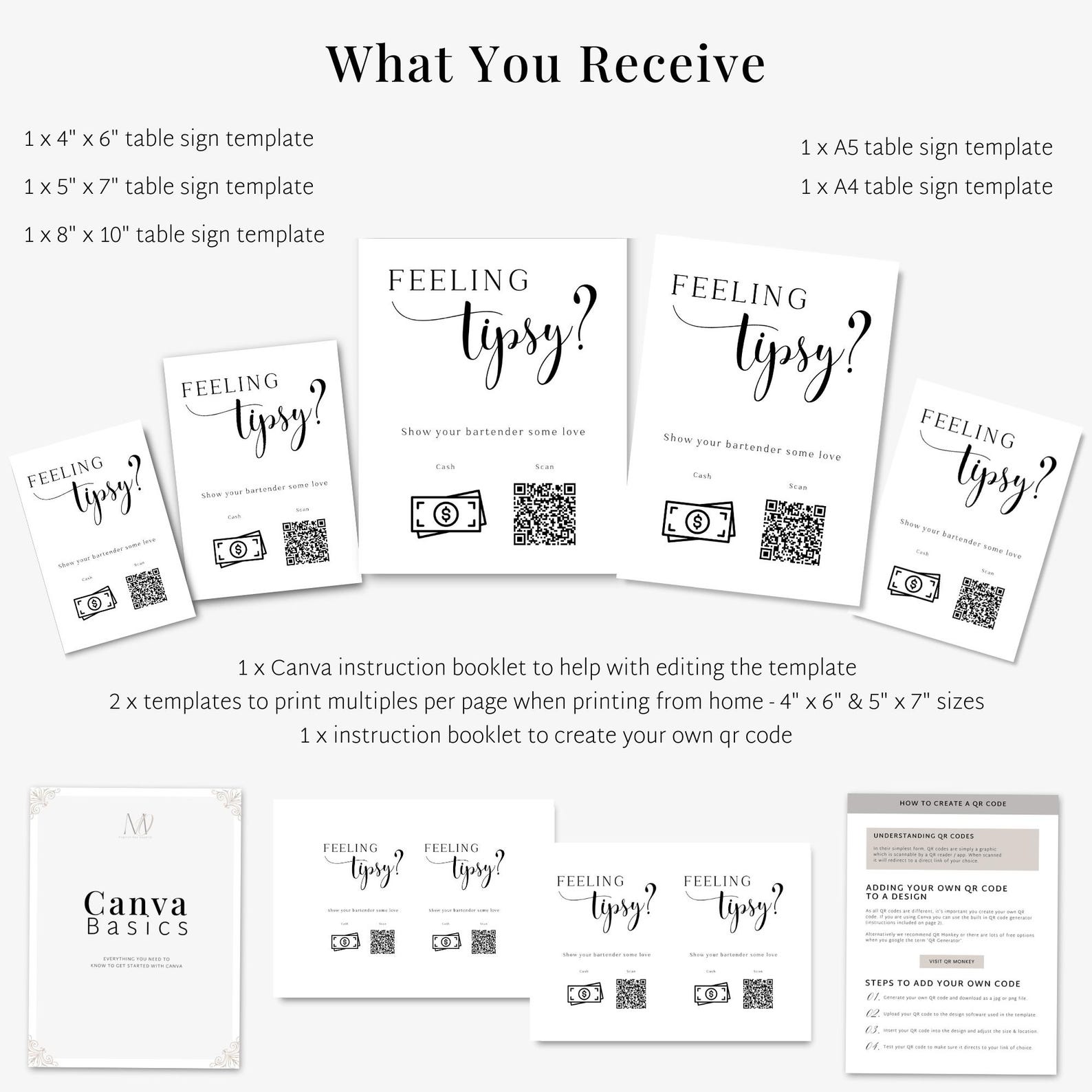 Minimalist Feeling Tipsy Qr Code Table Sign INSTANT DOWNLOAD Editable ...
