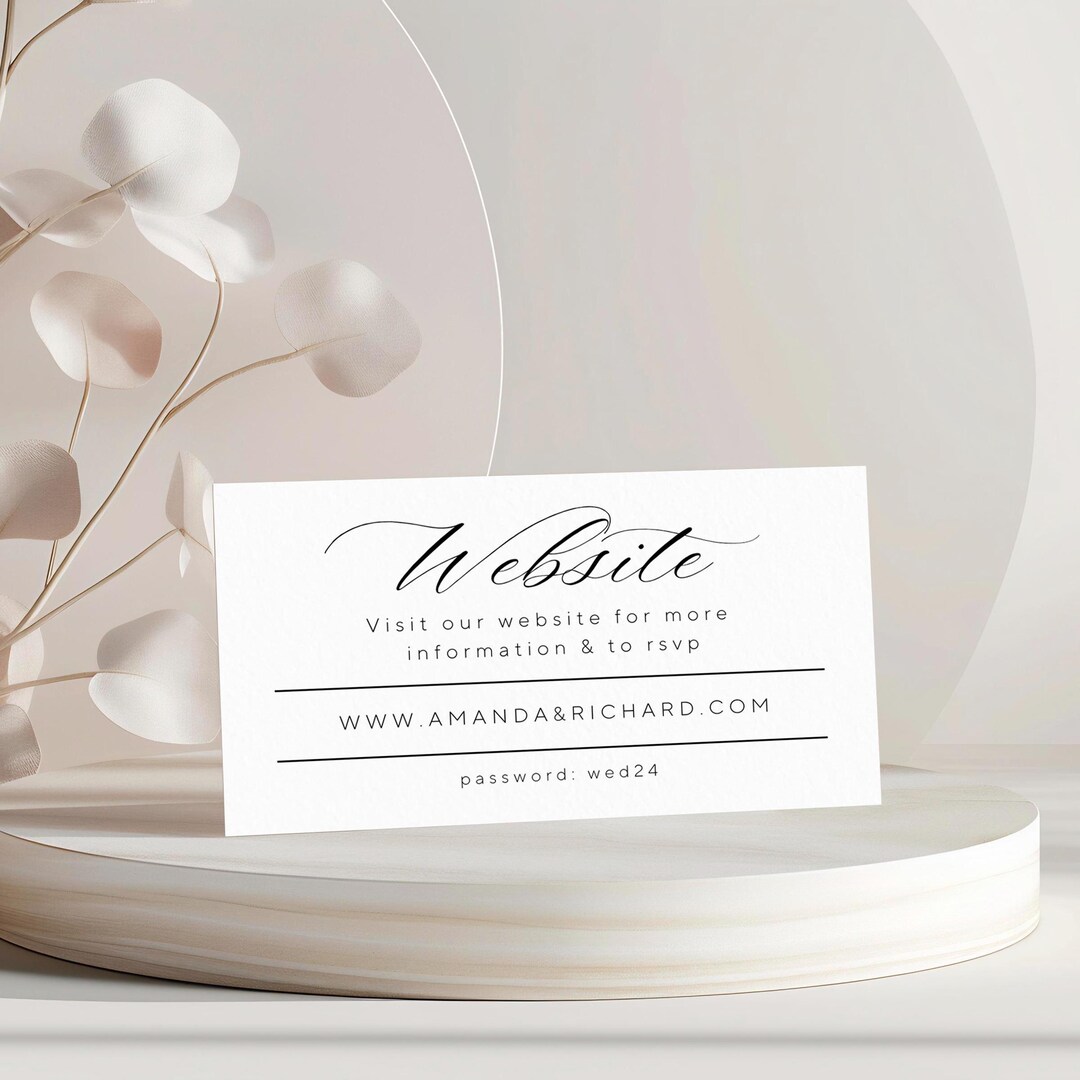 Minimalist Wedding Website Card INSTANT DOWNLOAD Editable Template ...