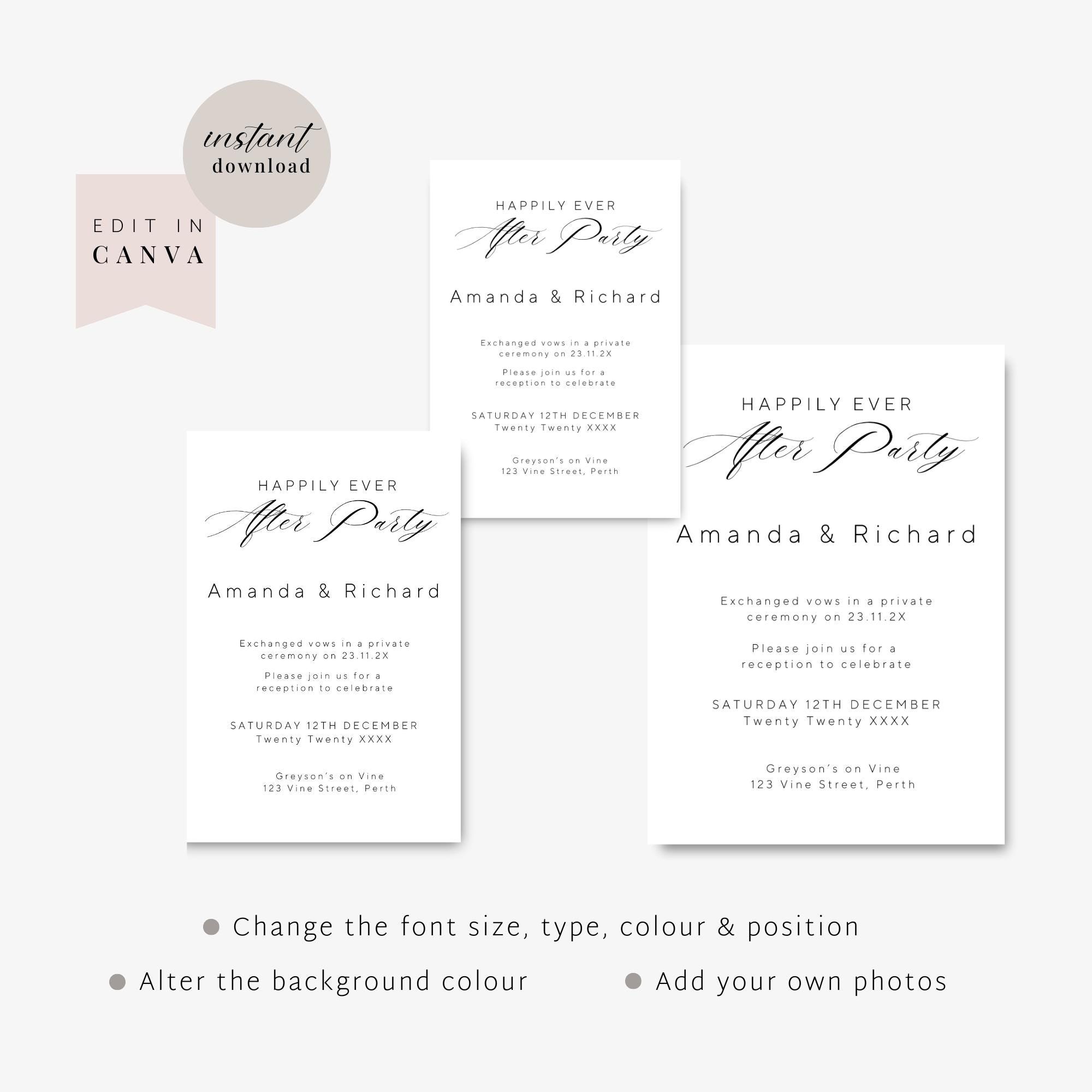 Minimalist Wedding Reception Invitation Template INSTANT DOWNLOAD ...