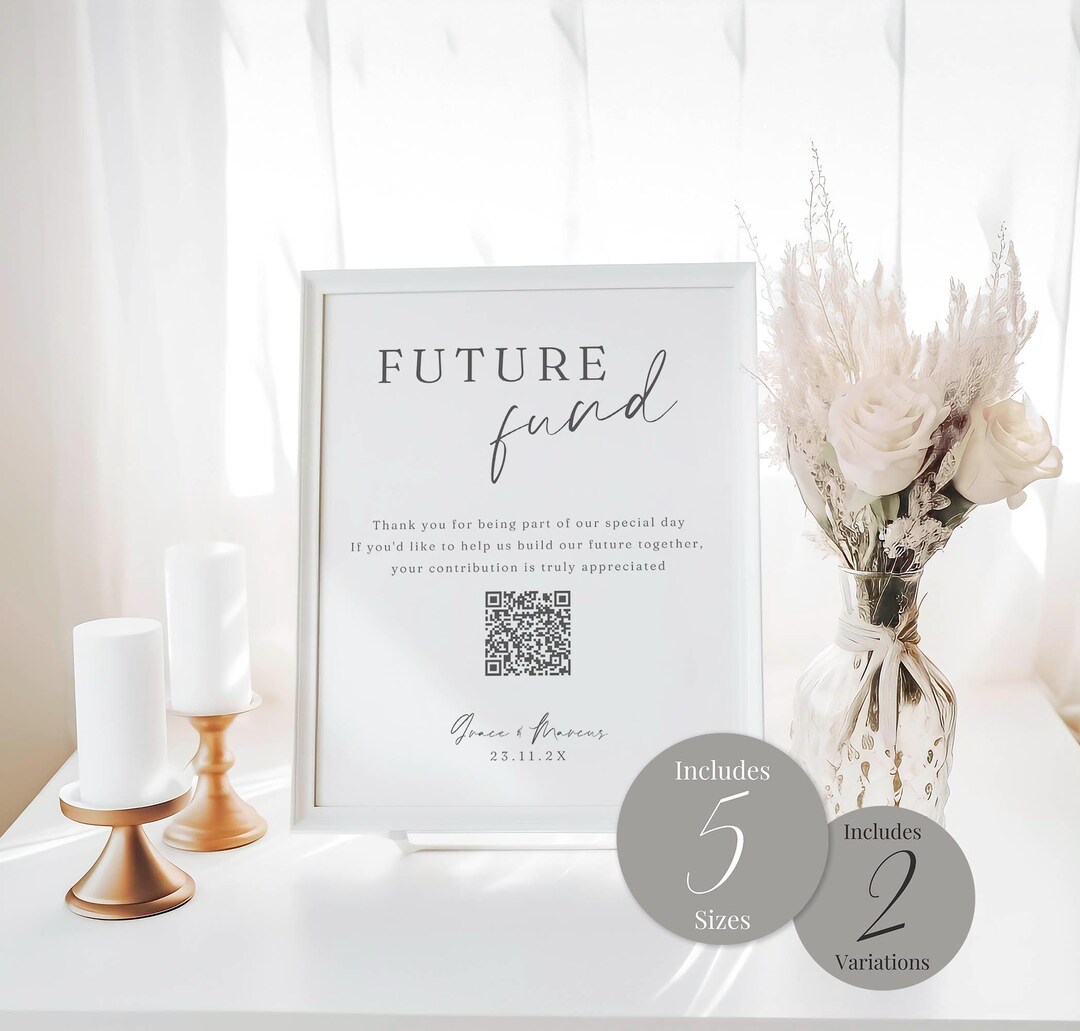 Minimalist Future Fund Qr Code Table Sign INSTANT DOWNLOAD Editable ...