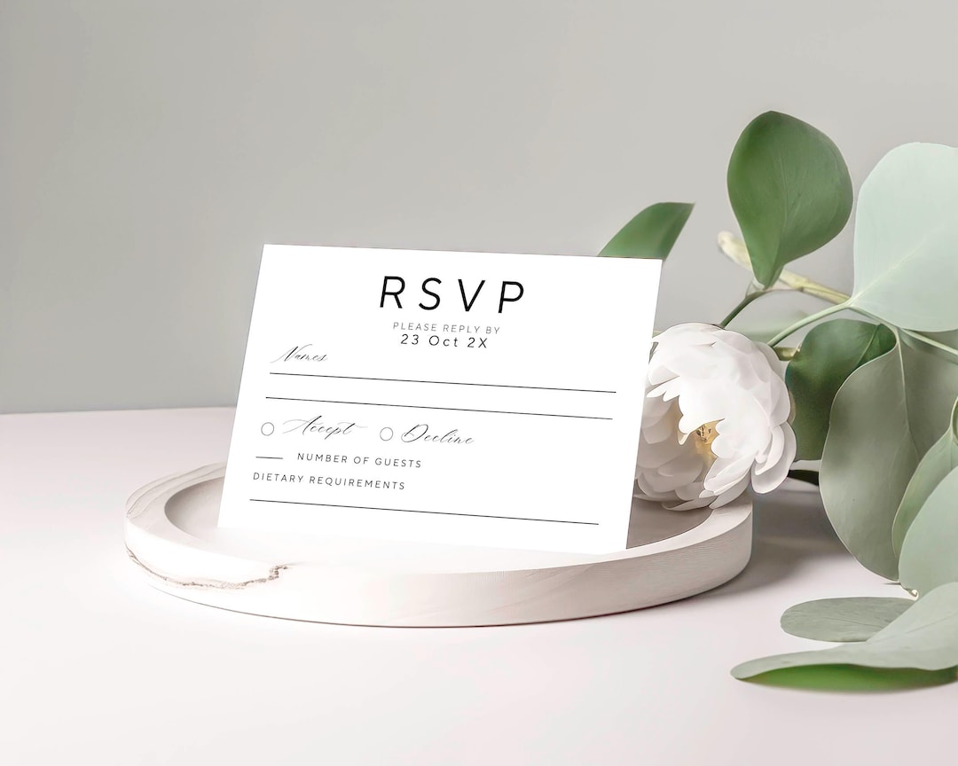 Minimalist Rsvp Card, INSTANT DOWNLOAD, Editable Template, Simple Rsvp ...