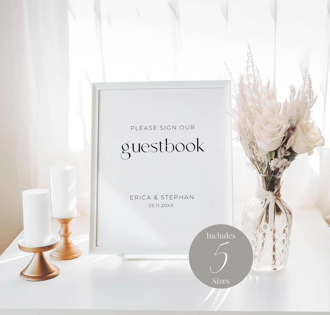 Minimalist Modern Guestbook Sign INSTANT DOWNLOAD Editable Template ...