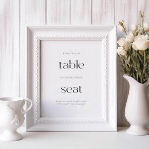 Minimalist Modern Find Your Table Sign INSTANT DOWNLOAD Editable ...