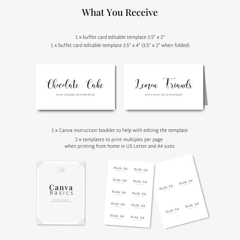 Minimalist Buffet Labels, Editable Food Tags for Wedding, Printable ...