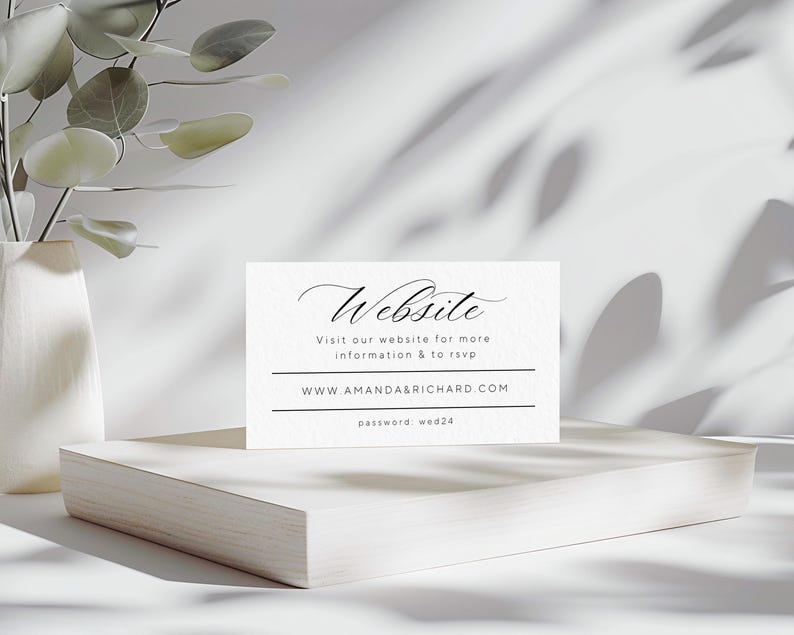 Minimalist Wedding Website Card INSTANT DOWNLOAD Editable Template ...