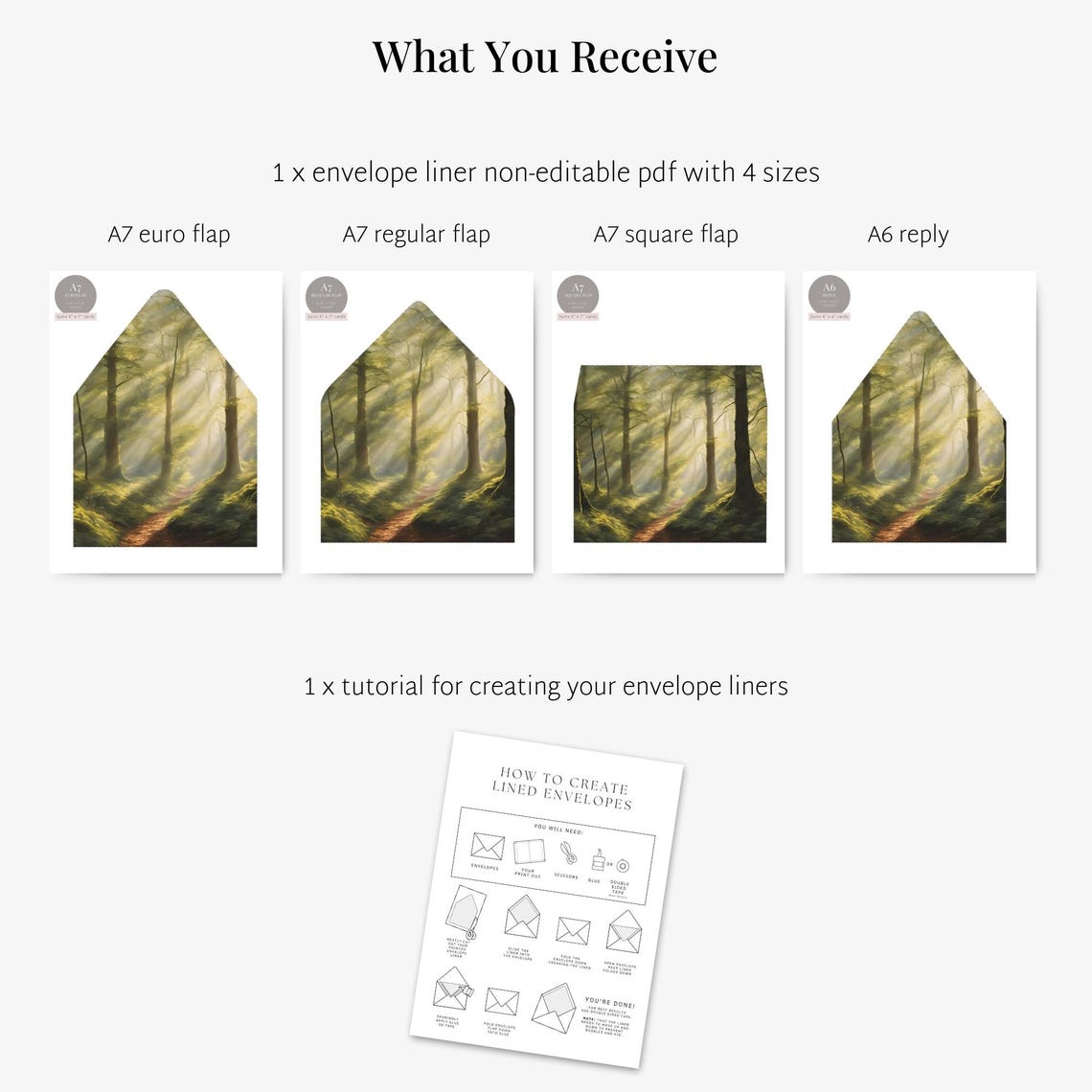 Sunlit Forest Envelope Liner INSTANT DOWNLOAD Sun Streaming Through ...