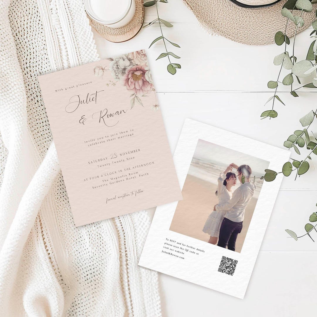 Neutral Wedding Invitation Card Qr Code INSTANT DOWNLOAD Editable ...